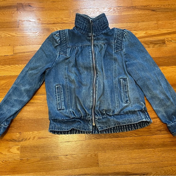 Jackets & Coats | Insane 8s Retro Denim Zip Up Bomber Jacket Style ...